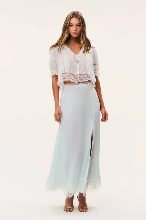 LoveShackFancy Sybel Silk Chiffon Maxi Skirt