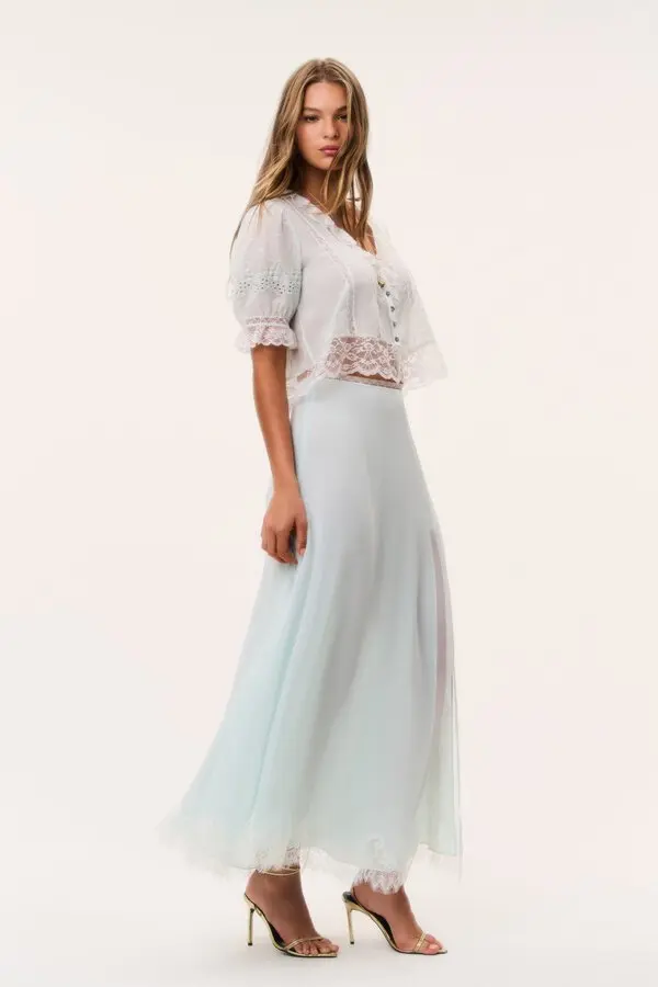 LoveShackFancy Sybel Silk Chiffon Maxi Skirt