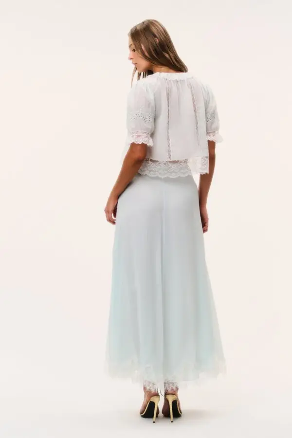 LoveShackFancy Sybel Silk Chiffon Maxi Skirt