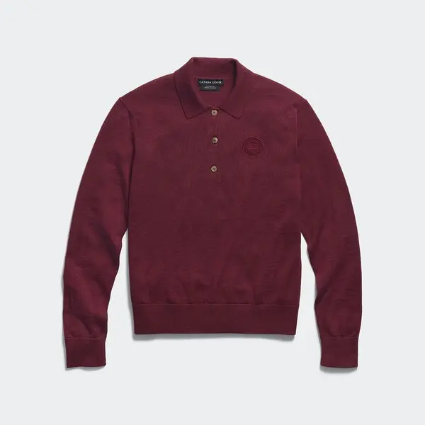 Canada Goose Melrose Knit Long Sleeve Polo - Burnt Vermillion