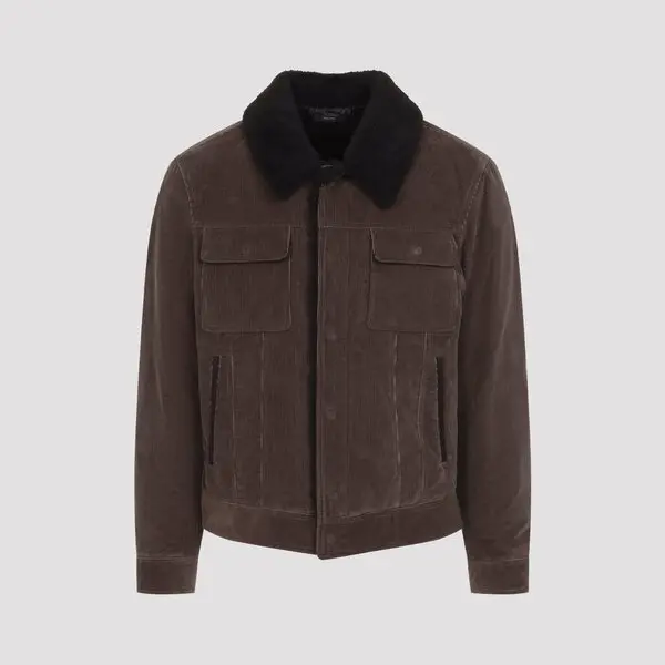 TOM FORD 900 Wale Cord Shearling-collar Trucker Coat - Brown