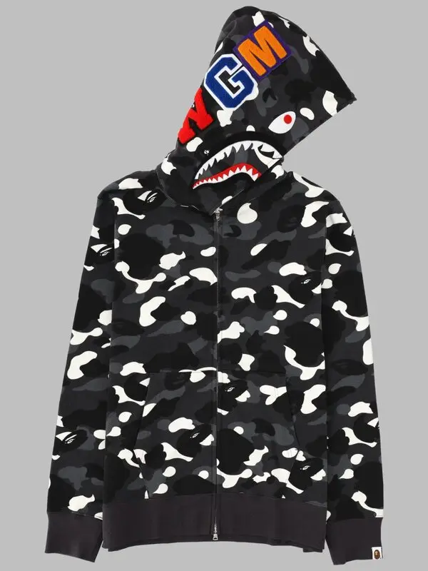 A BATHING APE Shark Camo Full-zip Hoodie - Black