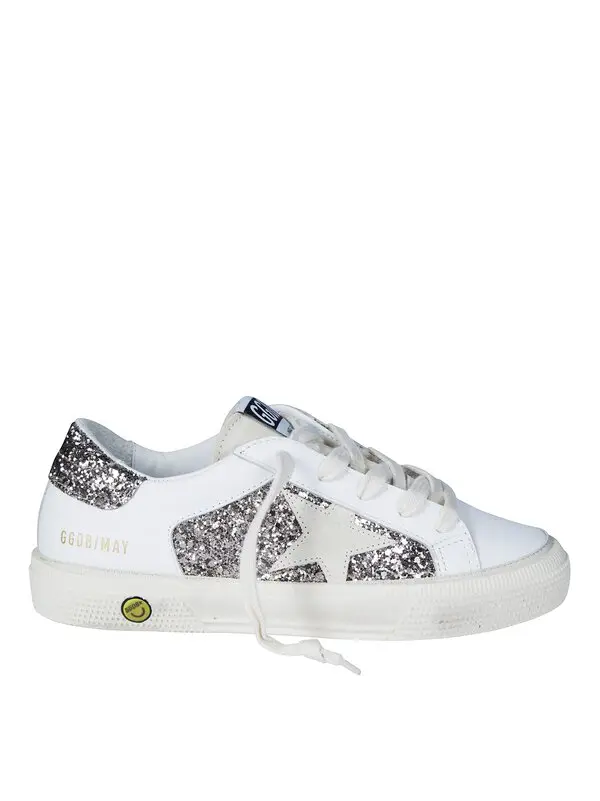 GOLDEN GOOSE Star Glitter Mini Heel Sneakers - Bianco