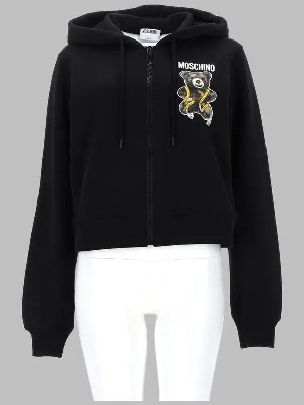 Moschino Graphic Teddy Bear Zip-up Hoodie - Black