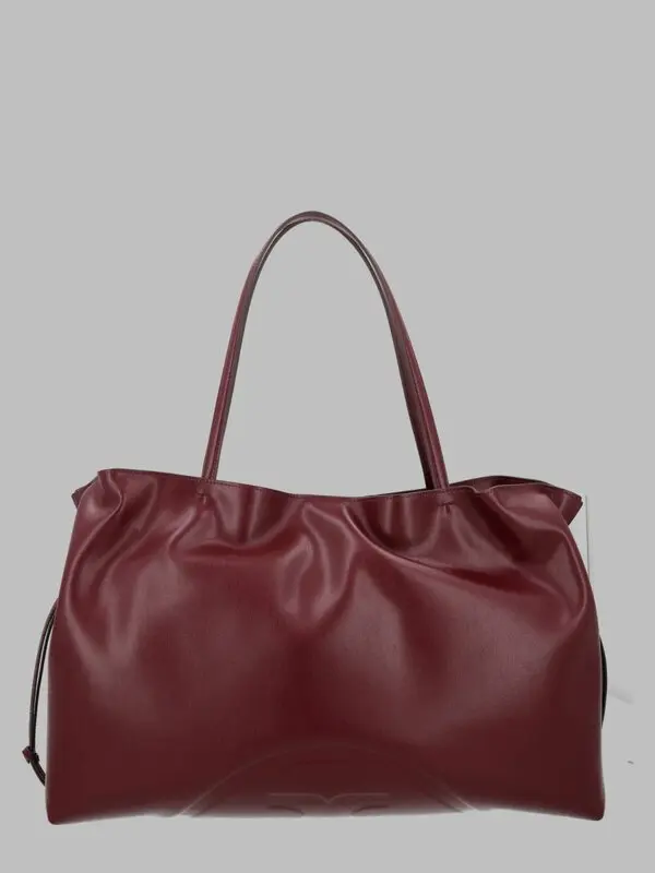 Tory Burch Shopping Tote Bag With Drawstring Closure - Bordeaux