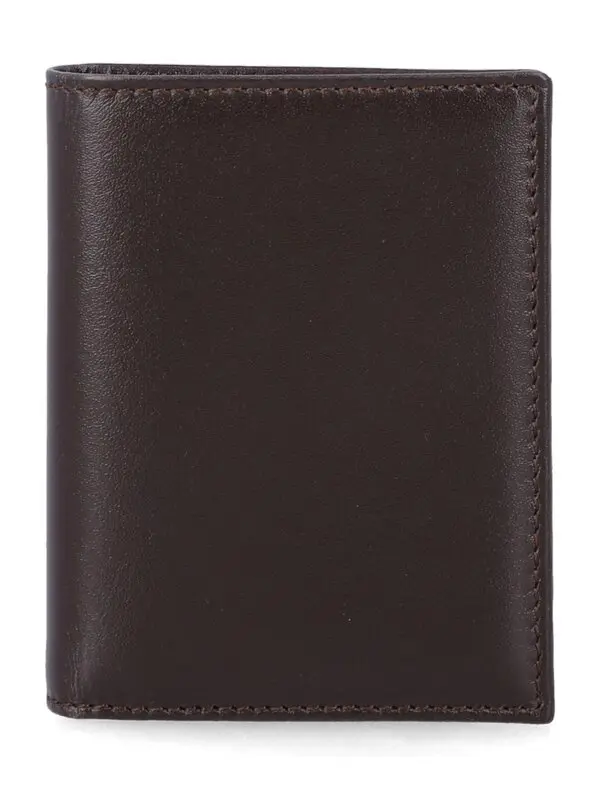 Comme Des Garçons Leather Bi-fold Wallet With Multiple Card Slots And Banknote Compartment - Marrone
