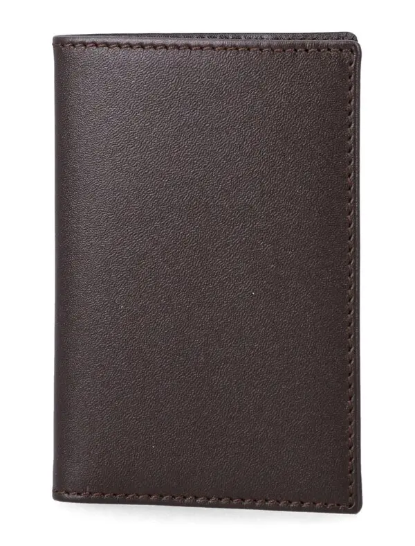 Comme Des Garçons Bifold Wallet In Smooth Calfskin Leather With Card Slots & Bill Compartment - Marrone