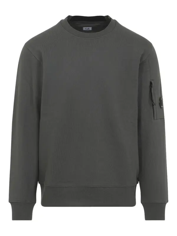 C.P. COMPANY Ribbed Crewneck Sweater With Lens Pocket - Grigio