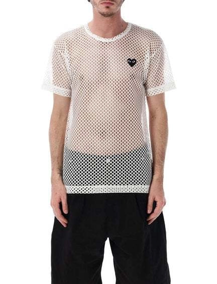 Play Comme Des Garcon Mesh T-shirt With Large Emblem
