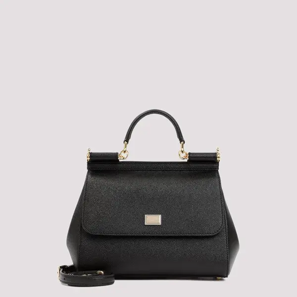 Dolce & Gabbana Saffiano Leather Sicily Mini Handbag 25cm X 19cm X 12cm - Black
