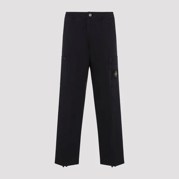 Stone Island Straight-leg Cotton Cargo Trousers - Black