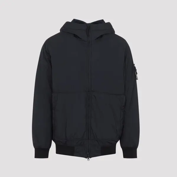 Stone Island Polyamide Bomber Jacket With Hood - Blue