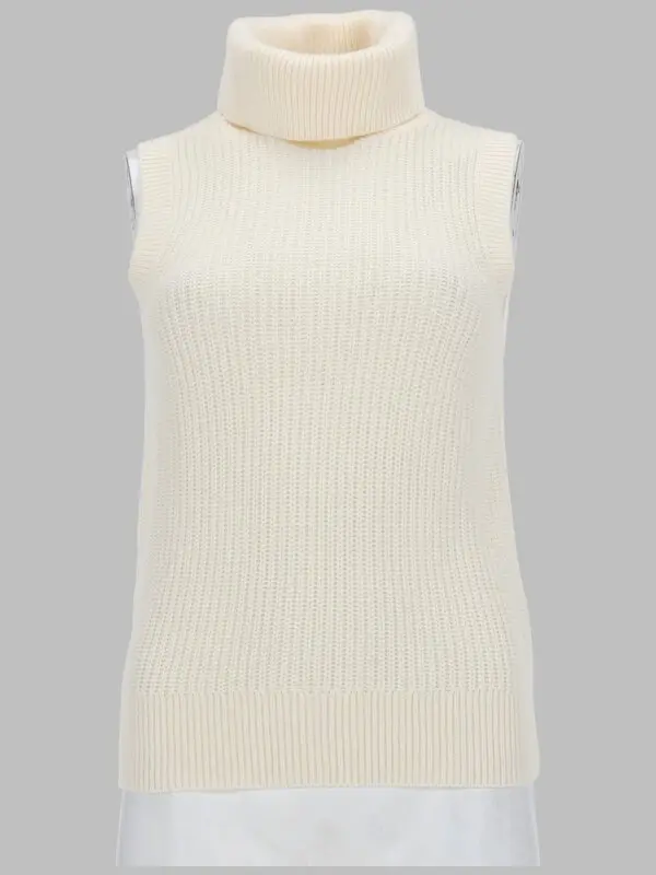 Michael Kors Sleeveless Turtleneck Knit Sweater Vest - White