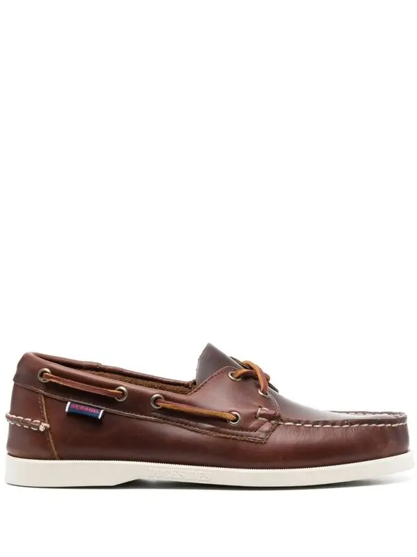 SEBAGO Tanned 100% Leather Boat Loafers For With Cushioned Insole - Marrone
