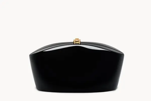 Rocio Twiggy Sculptural Wood Clutch With Chain Strap - Midnight Black
