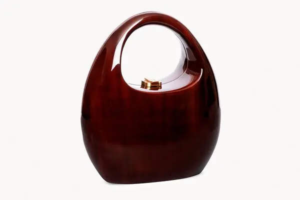 Rocio Viola Sculptural Wooden Handbag - Dark Brown