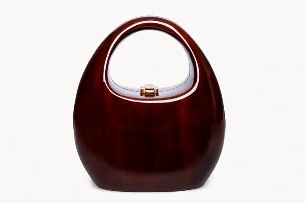 Rocio Viola Sculptural Wooden Handbag - Dark Brown