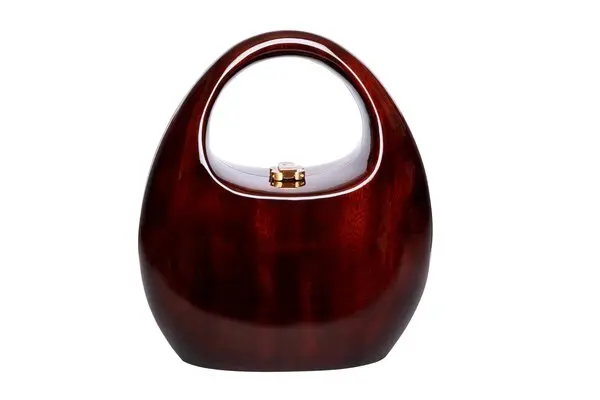 Rocio Viola Sculptural Wooden Handbag - Dark Brown