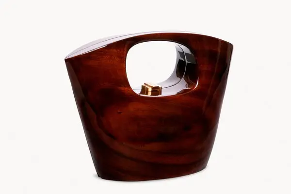 Rocio Twiggy Sculptural Acacia Wood Handbag - Dark Brown