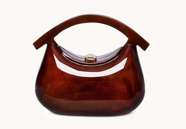 Rocio Miya Wooden Top Handle Bag - Dark Brown