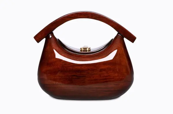 Rocio Miya Wooden Top Handle Bag - Dark Brown