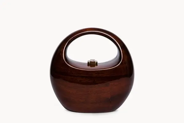 Rocio Coco Sculpted Wooden Handbag - Dark Brown