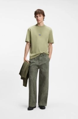 Hugo Cotton-jersey T-shirt With Blue Logo Patch