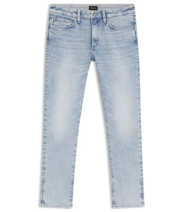 BOSS Slim-fit Jeans In Silk-blend Denim - Light Blue
