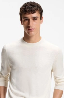 BOSS Silk Sweater With Jacquard Pattern
