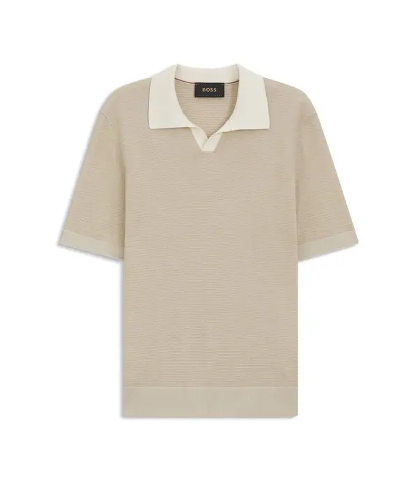 BOSS Johnny-collar Polo Sweater In Cotton And Silk