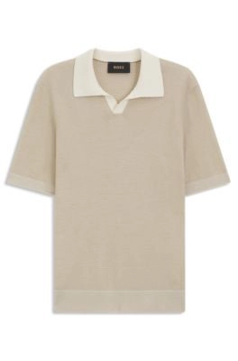 BOSS Johnny-collar Polo Sweater In Cotton And Silk