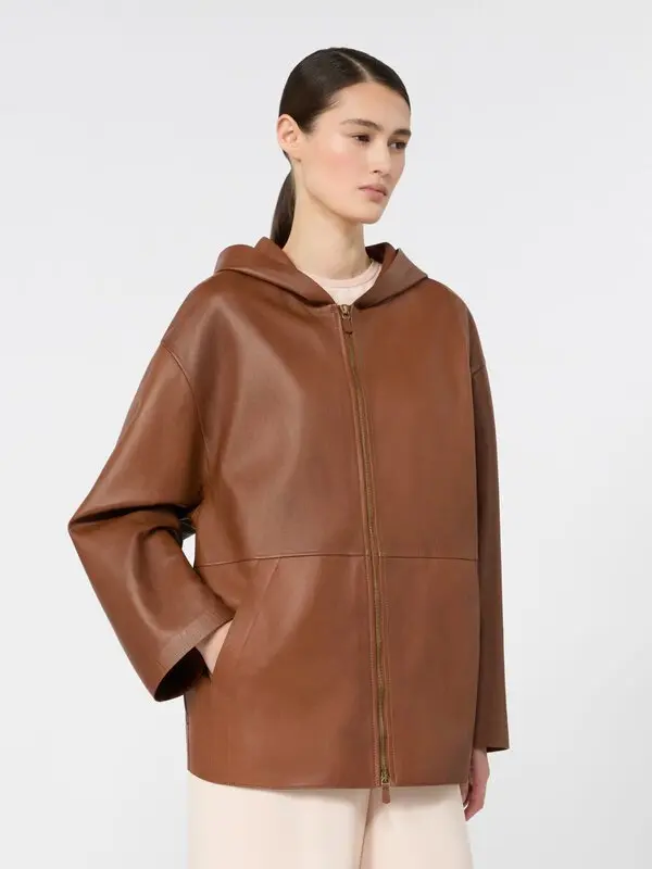 Max Mara Nappa Leather Jacket With Hood