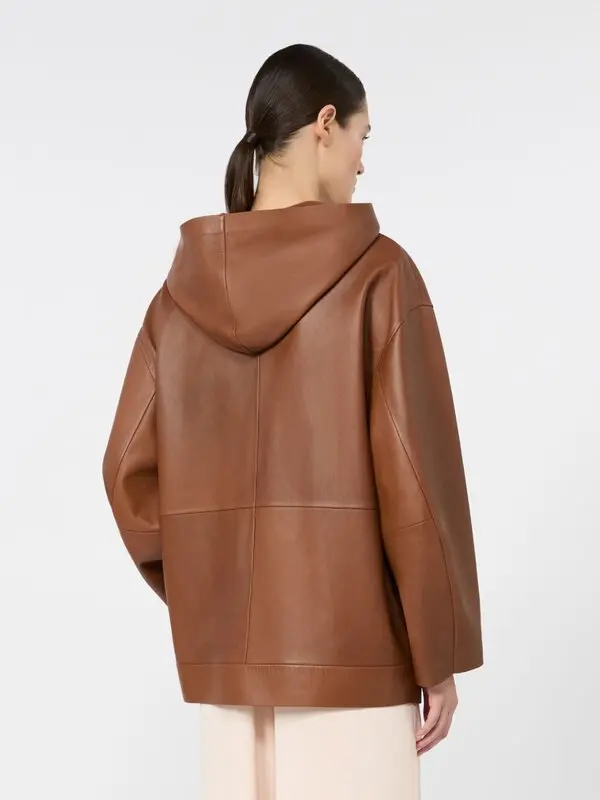 Max Mara Nappa Leather Jacket With Hood