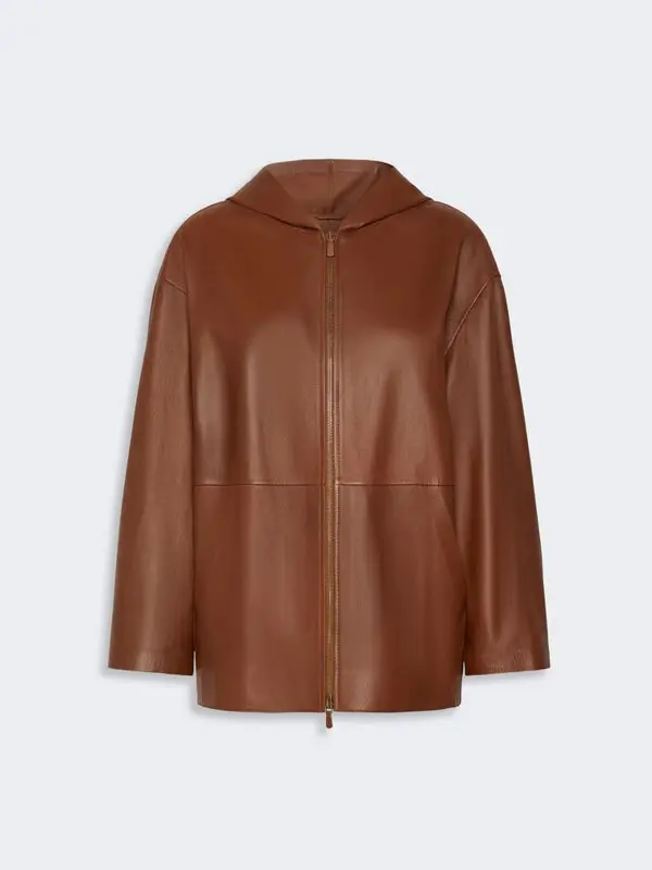 Max Mara Nappa Leather Jacket With Hood