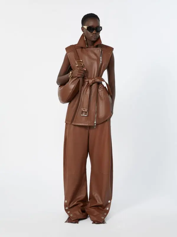 Max Mara Sleeveless Nappa Leather Jacket