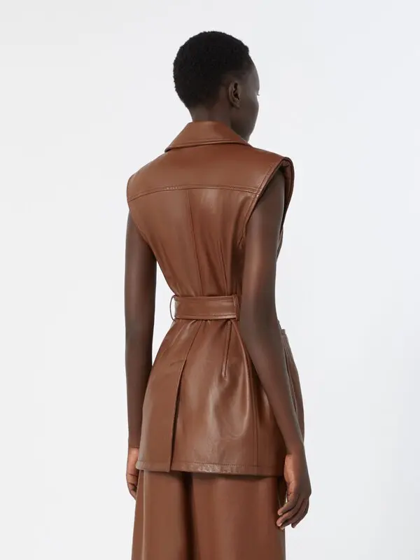 Max Mara Sleeveless Nappa Leather Jacket