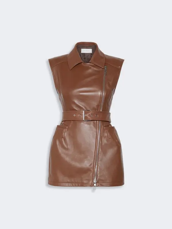 Max Mara Sleeveless Nappa Leather Jacket