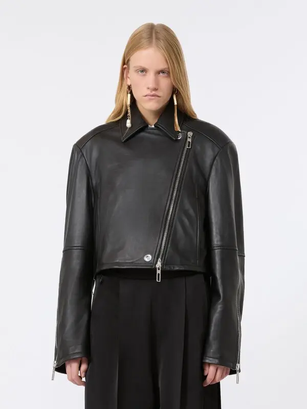 Max Mara Nappa Leather Biker Jacket