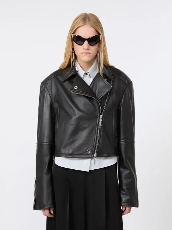 Max Mara Nappa Leather Biker Jacket