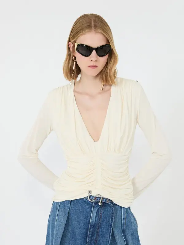 Max Mara Long-sleeved Viscose Jersey Top