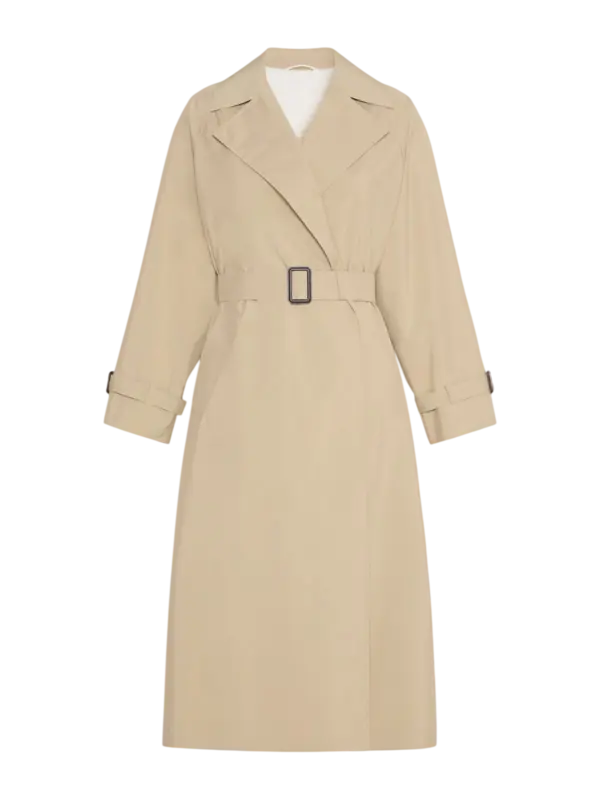 Max Mara Long Water-repellent Technical Canvas Trench Coat - Beige