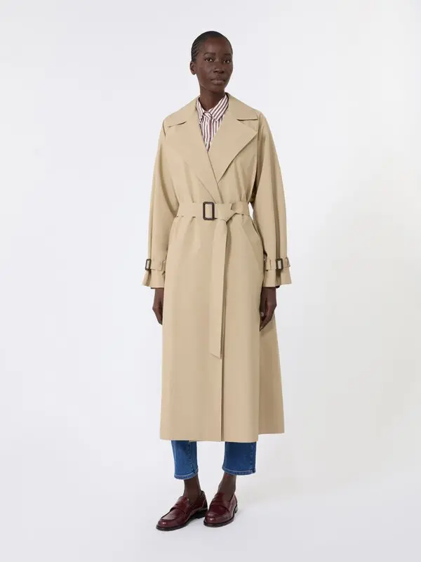 Max Mara Long Water-repellent Technical Canvas Trench Coat