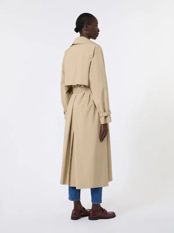 Max Mara Long Water-repellent Technical Canvas Trench Coat