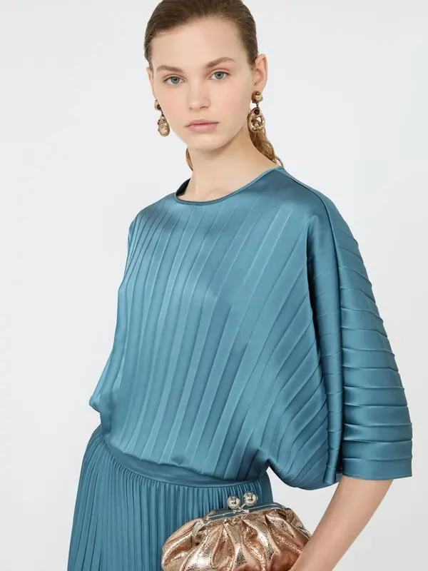 Max Mara Loose Blouse In Pleated Satin