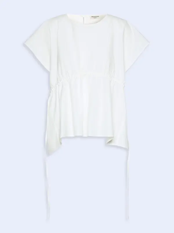 Max Mara Cotton Poplin Blouse With Drawstring Detail - White