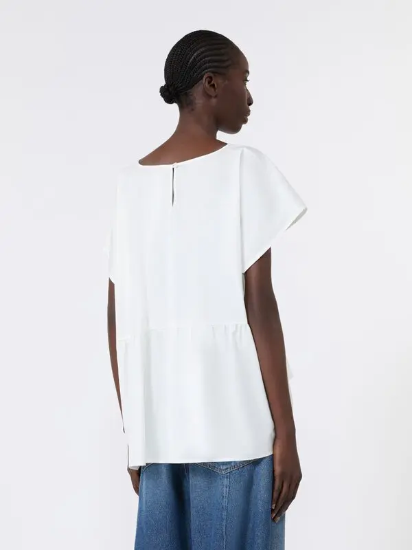 Max Mara Cotton Poplin Blouse With Drawstring Detail - White