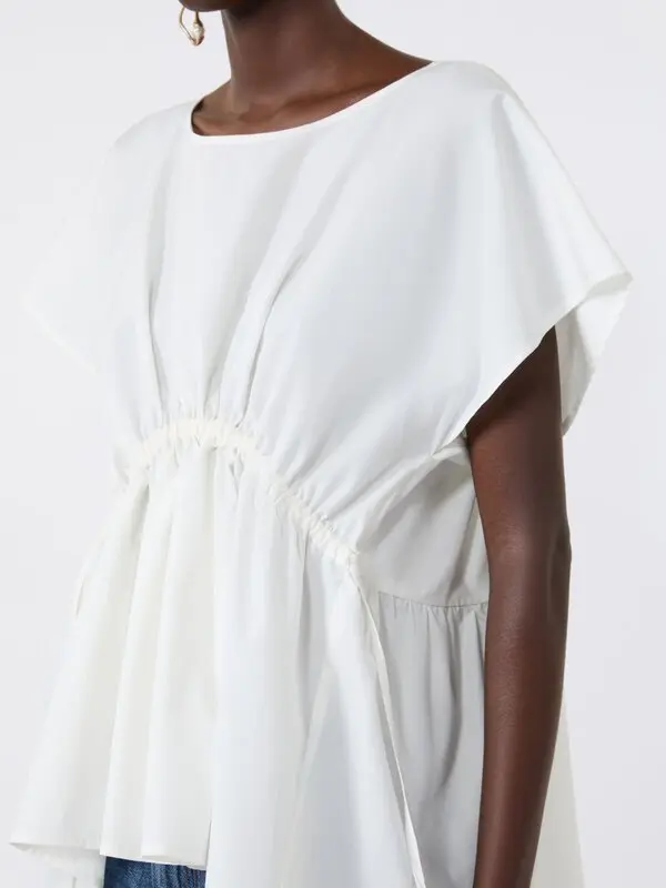 Max Mara Cotton Poplin Blouse With Drawstring Detail - White
