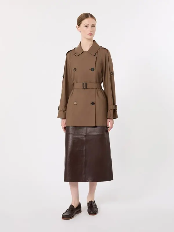 Max Mara Short Trench Coat In Water-repellent Twill