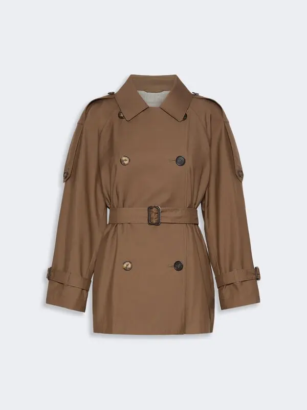 Max Mara Short Trench Coat In Water-repellent Twill