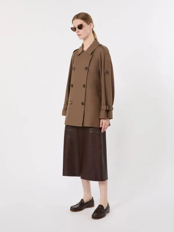 Max Mara Short Trench Coat In Water-repellent Twill
